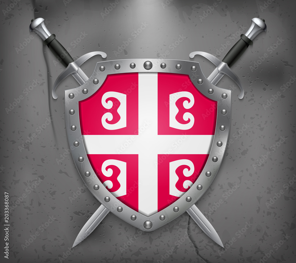 Serbian Cross. National Symbol of Serbia. The Shield with National Flag ...