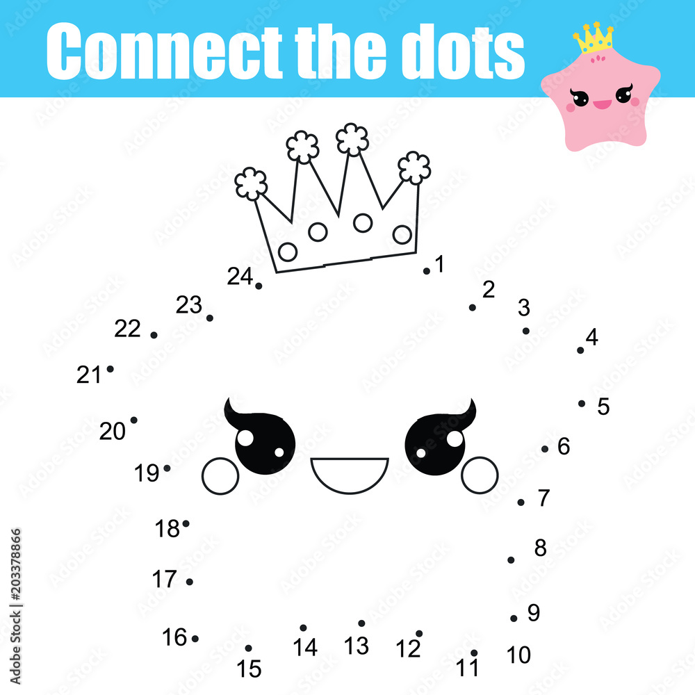 Connect the dots children educational drawing game. Dot to dot by ...