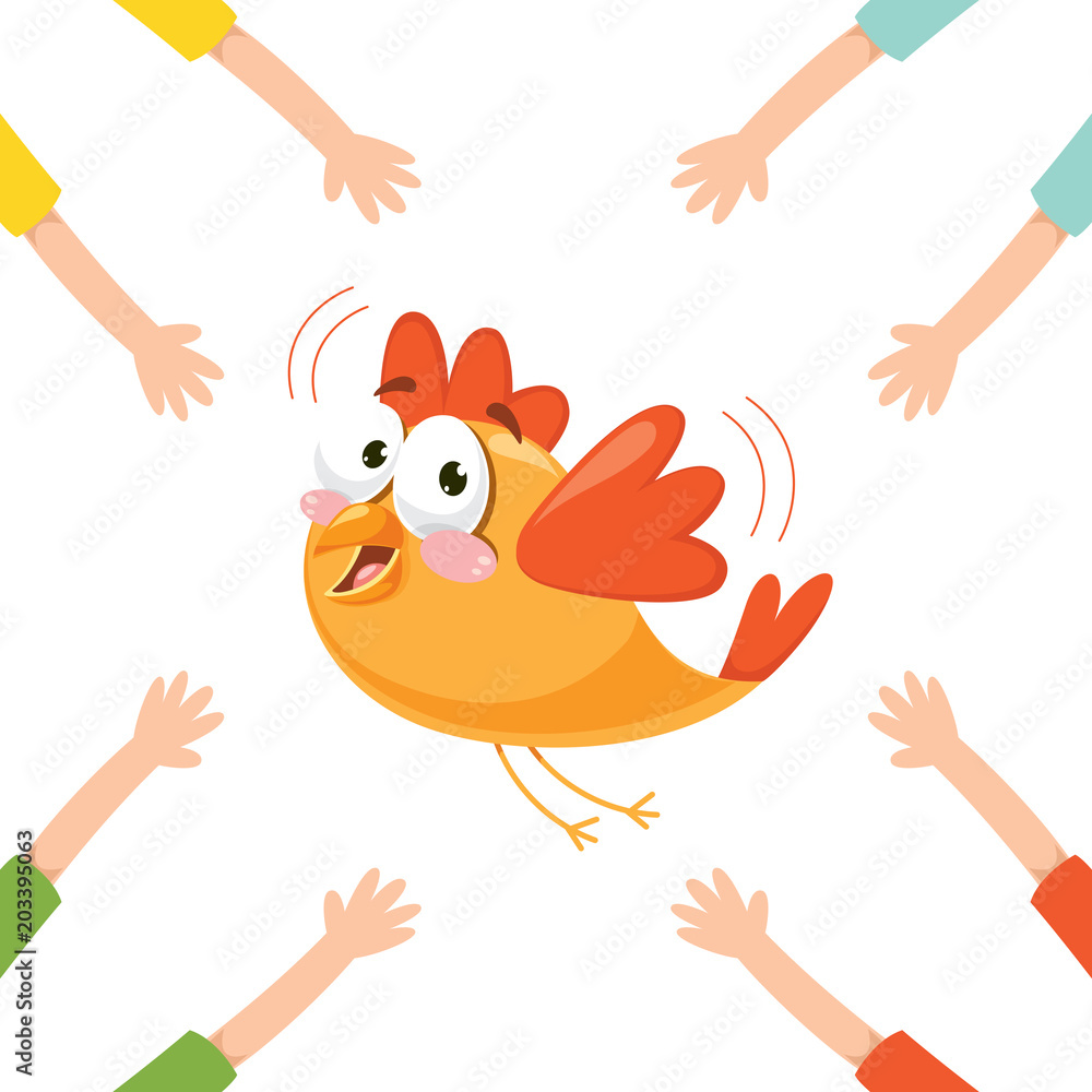 Vector Illustration Of Cartoon Hands With Bird Stock Vector | Adobe Stock