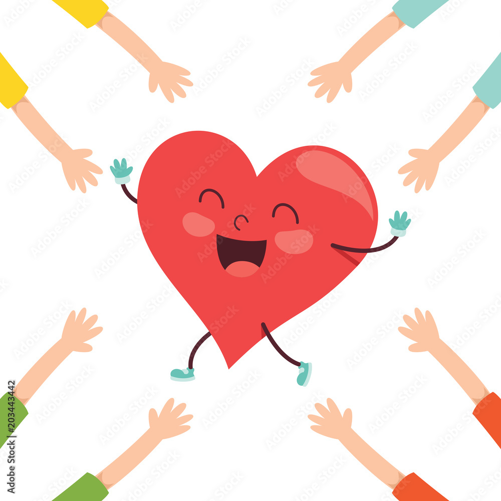 Vector Illustration Of Cartoon Heart Stock Vector | Adobe Stock