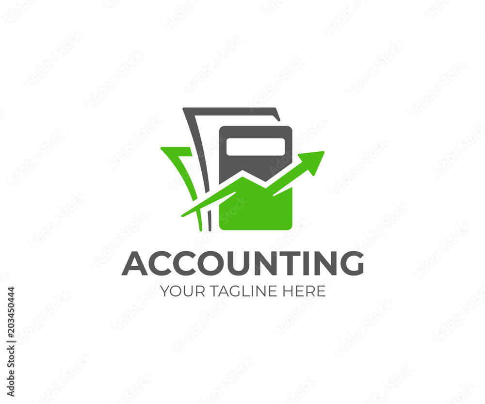 Bookkeeping logo template. Accounting vector design. Calculator with ...