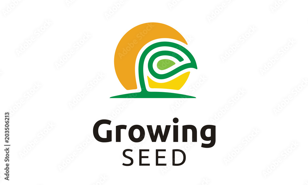Modern Colorful Growing Seed Flower Plant Garden Farm logo design Stock ...