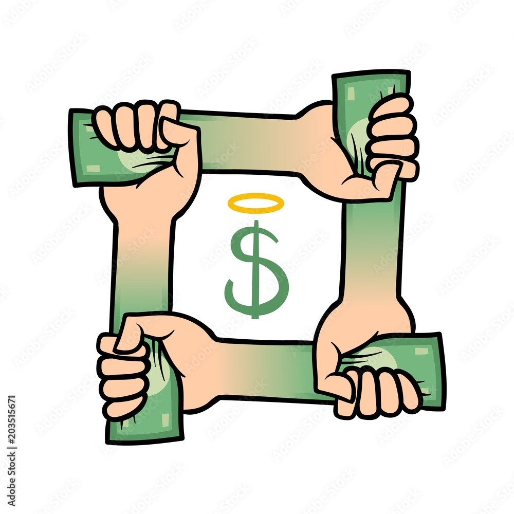 Dollarhands. Corrupt money support symbol. Corruption trade union logo ...