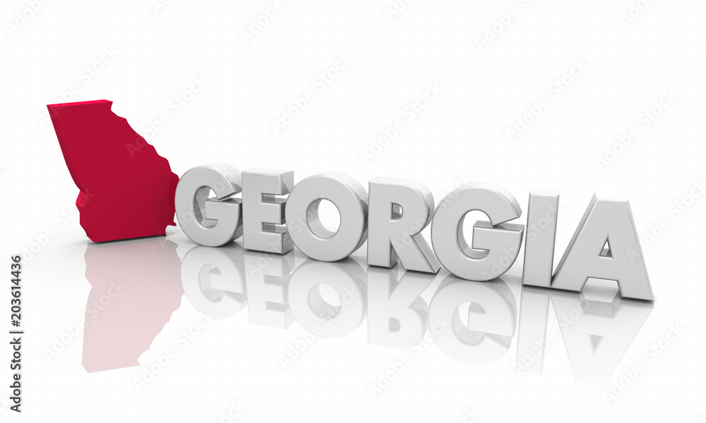 Georgia GA Red State Map Word 3d Illustration Stock Photo | Adobe Stock