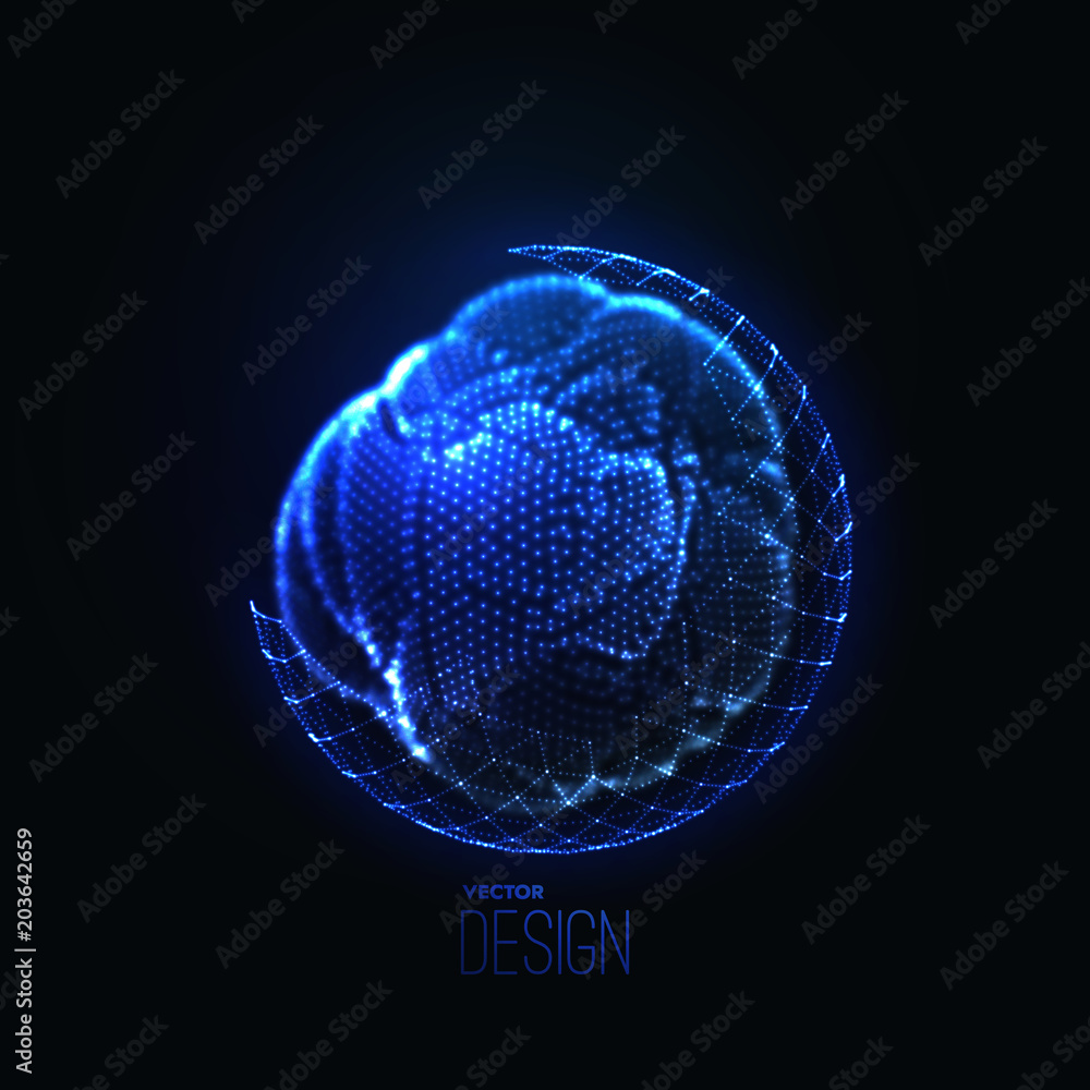 Neon glowing abstract object. Stock Vector | Adobe Stock