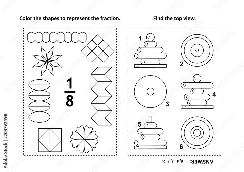 Two visual math puzzles and coloring pages. Color the shapes to ...