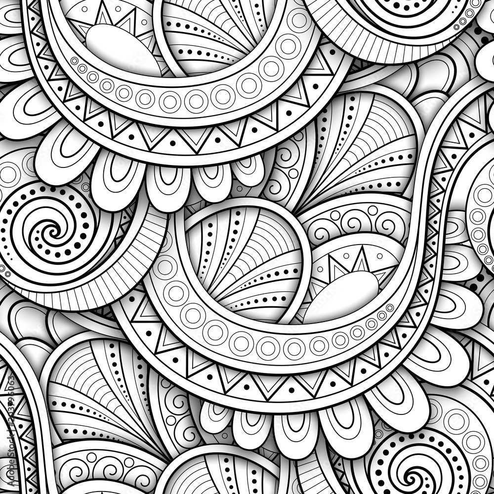 Monochrome Seamless Pattern with Ethnic Motifs. Endless Texture with ...