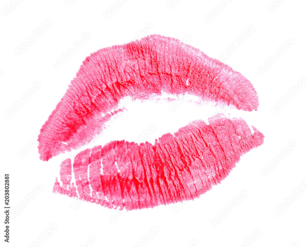 Lipstick kiss mark, isolated on white Stock Photo | Adobe Stock