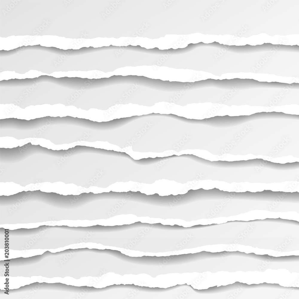 torn paper edges, seamless horizontally texture, vector isolated in ...