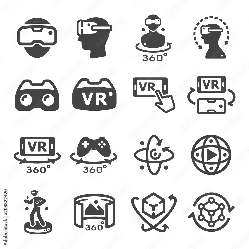 virtual reality technology icon set Stock Vector | Adobe Stock