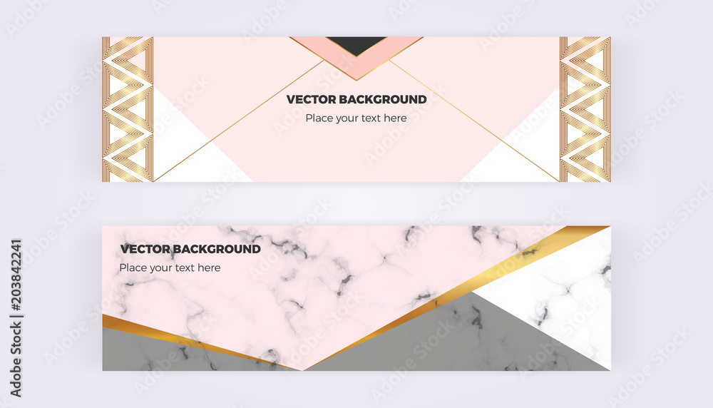 Geometric with triangles web banners. Modern luxury and fashion designs ...