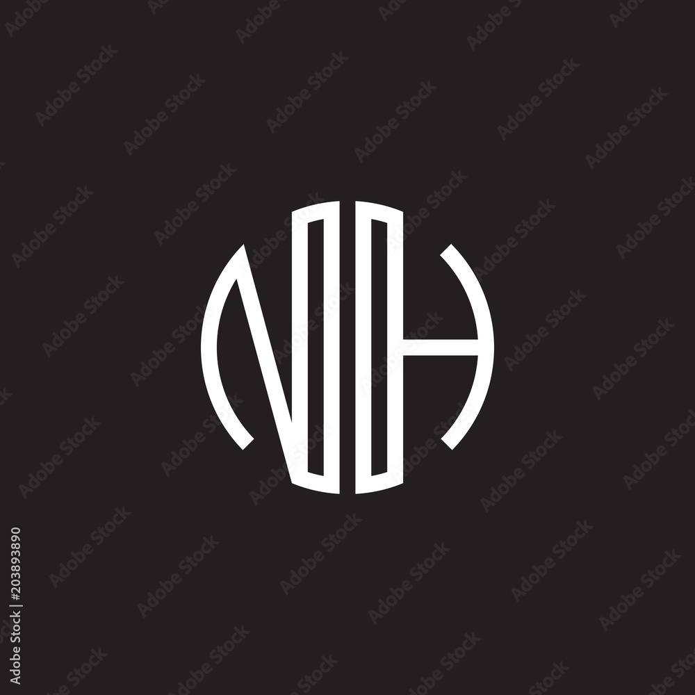 Initial letter NH, minimalist line art monogram circle shape logo ...