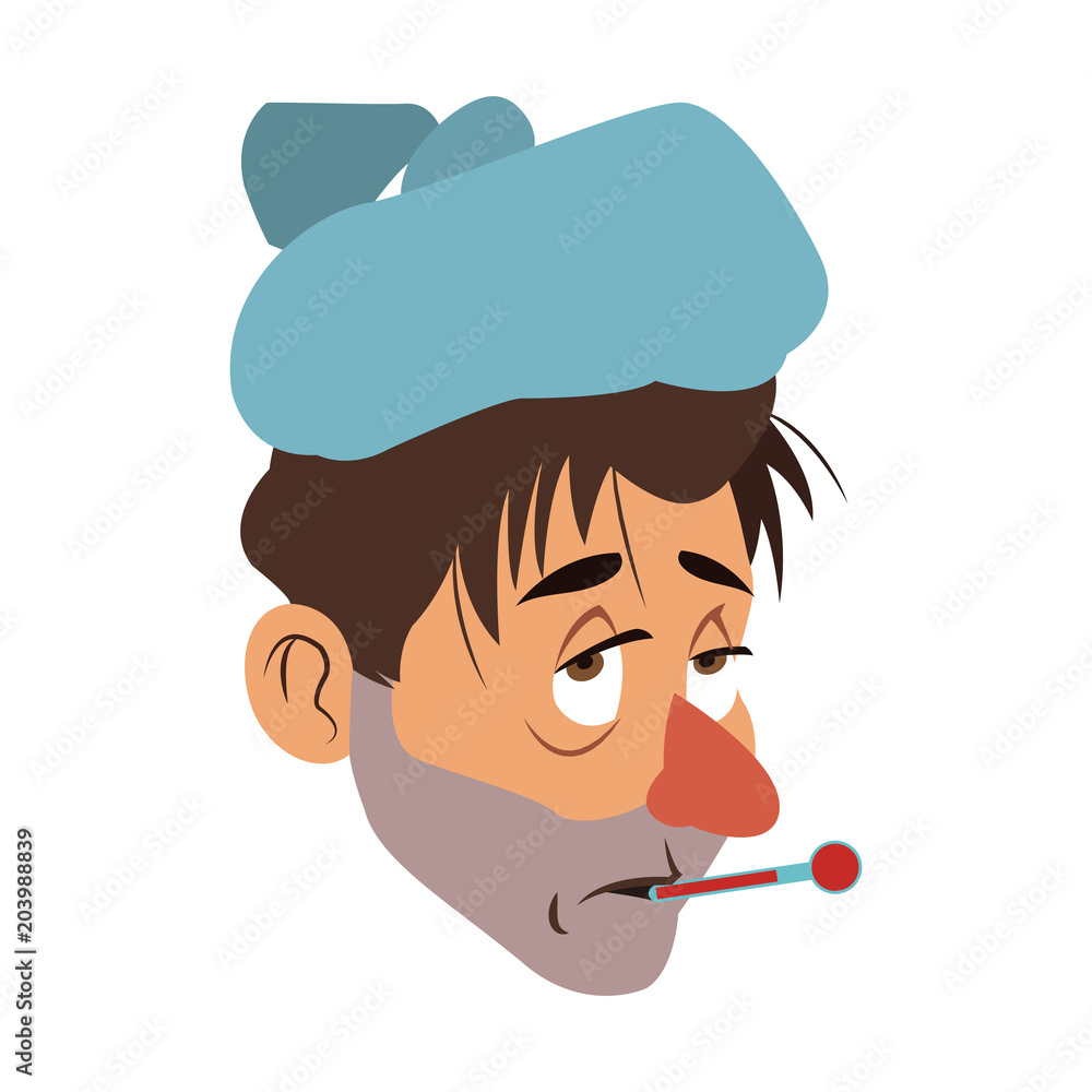 Sick man face cartoon vector illustration graphic design Stock Vector ...