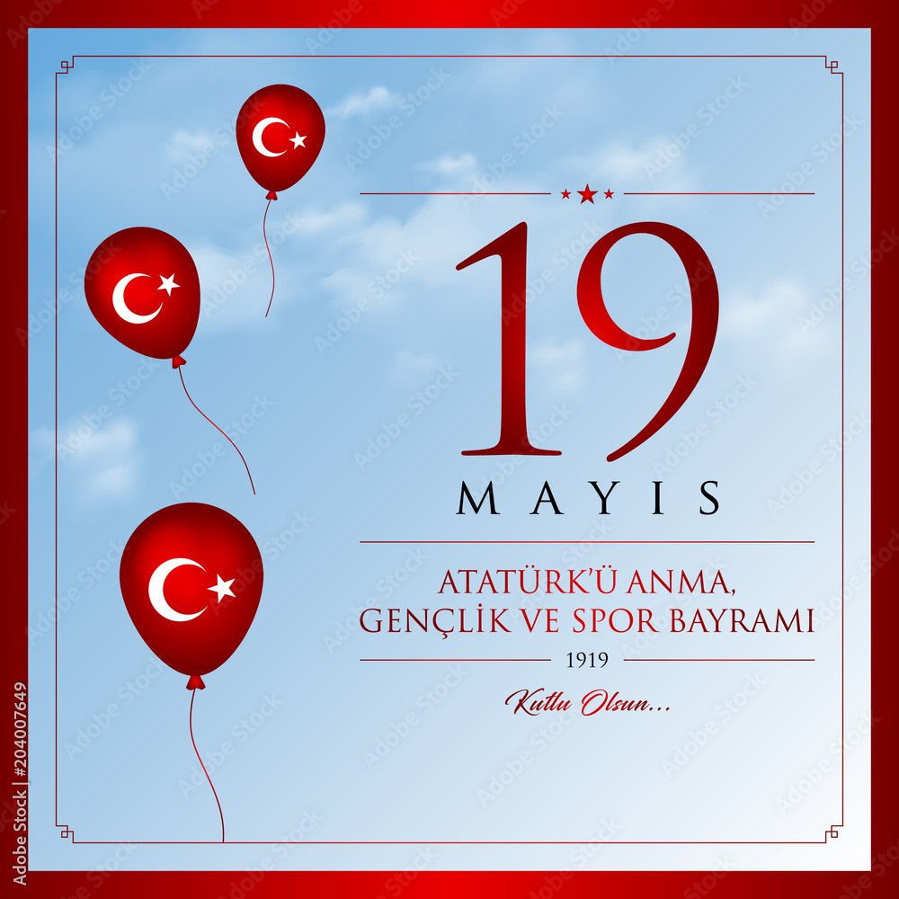 19 mayis Ataturk’u anma, genclik ve spor bayrami vector illustration ...