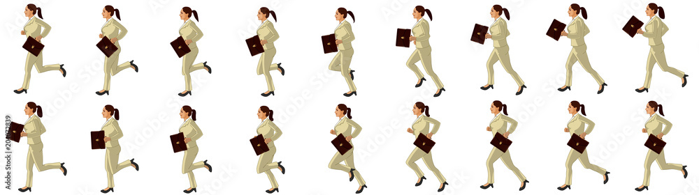 Business woman running animation sprite sheet, loop animation Stock ...