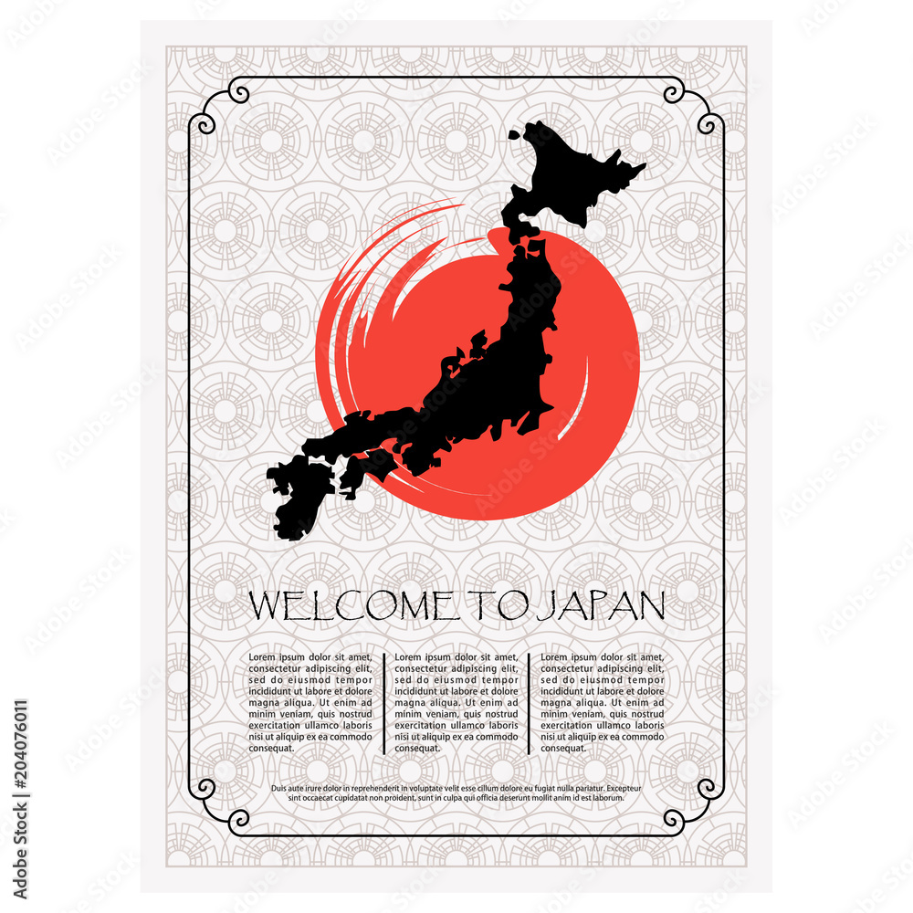 Map of Japan conceptual poster. Travel to the Land of the Rising Sun ...