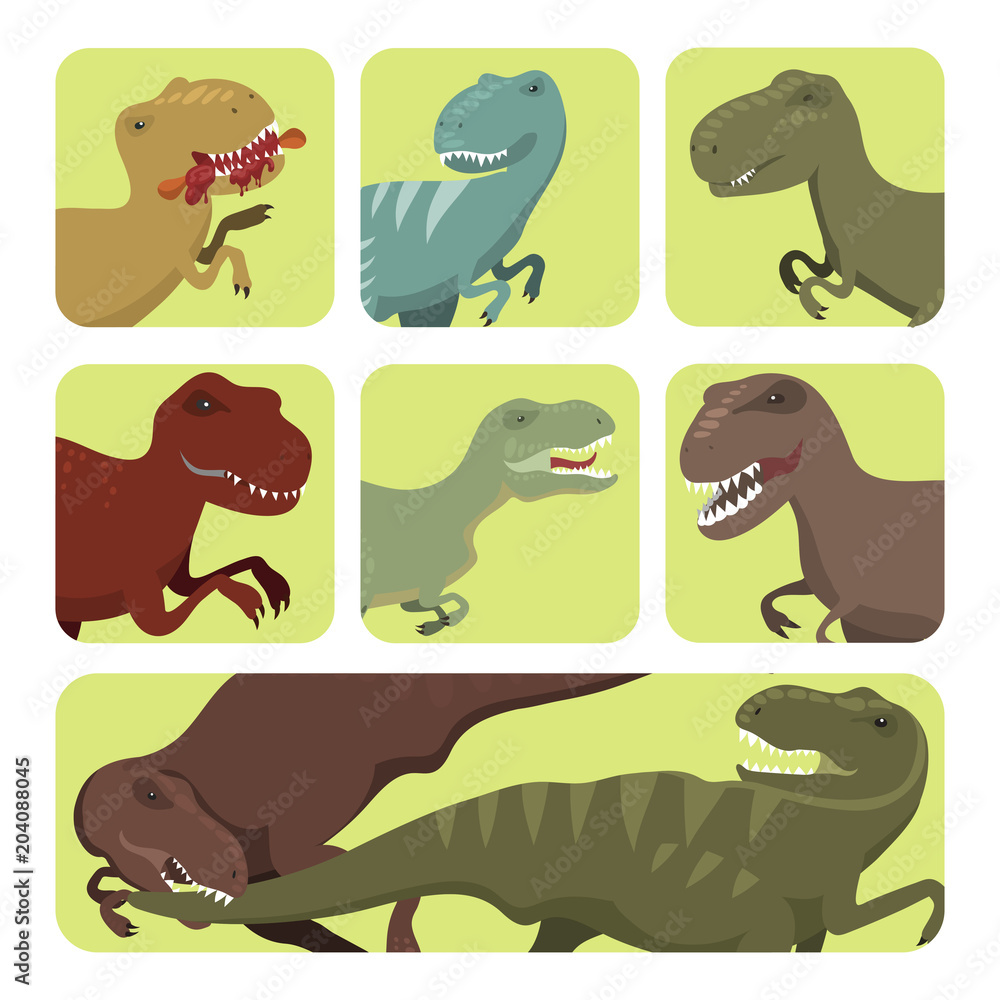 Scary dinosaurs vector tyrannosaurus cards t-rex danger creature force ...