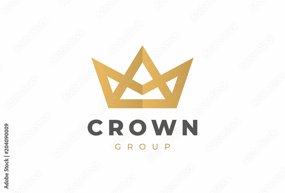 Geometric Vintage Creative Crown abstract Logo design vector template ...