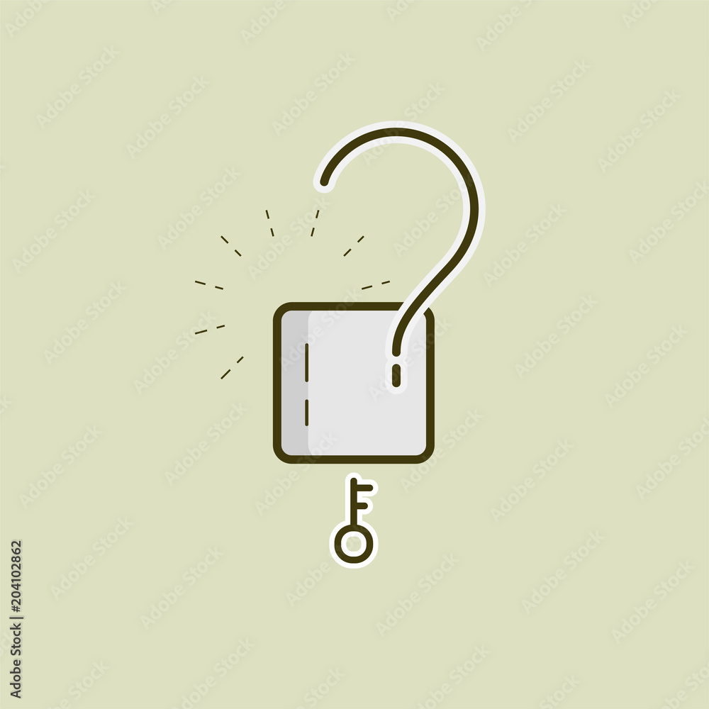 Question mark gimmick as unlocking a lock represent solving a problem ...