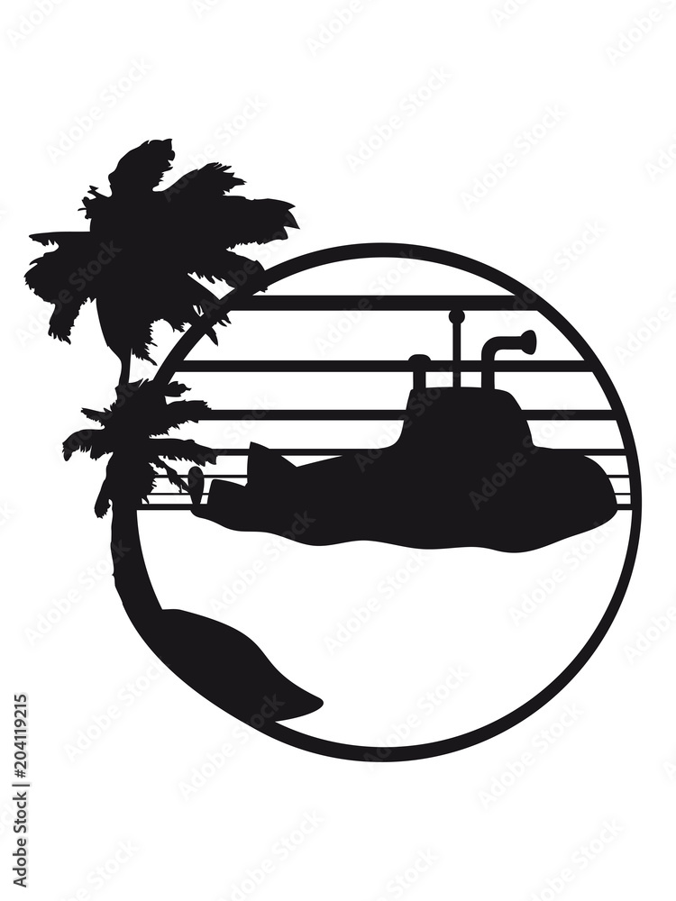 Illustration Stock urlaub insel palmen nacht sonnenuntergang sonne ...