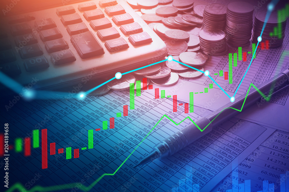 Stock market or forex trading graph in graphic double exposure Stock ...