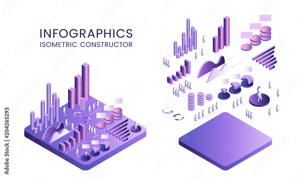 3d vector isometric diagram of the concept of growth and distribution ...