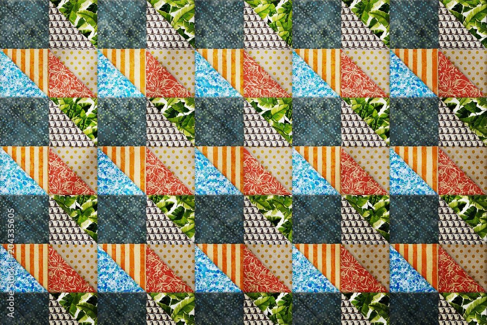 Patchwork Texture Tiles Background Design Effect Wallpaper HD Fabric ...