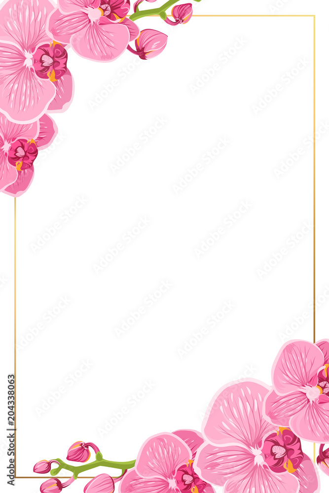 Pink purple bright exotic orchid phalaenopsis flowers. Shiny golden ...