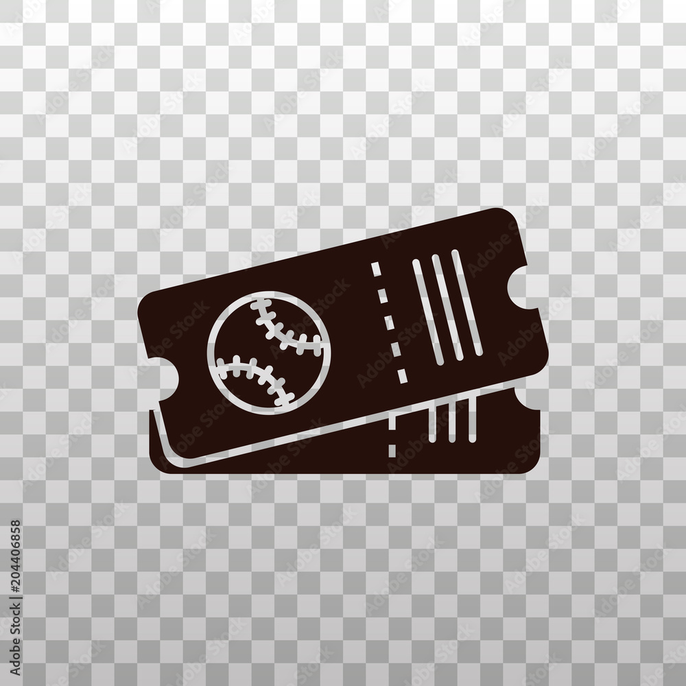 Baseball or softball ticket black silhouette icon on transparent ...
