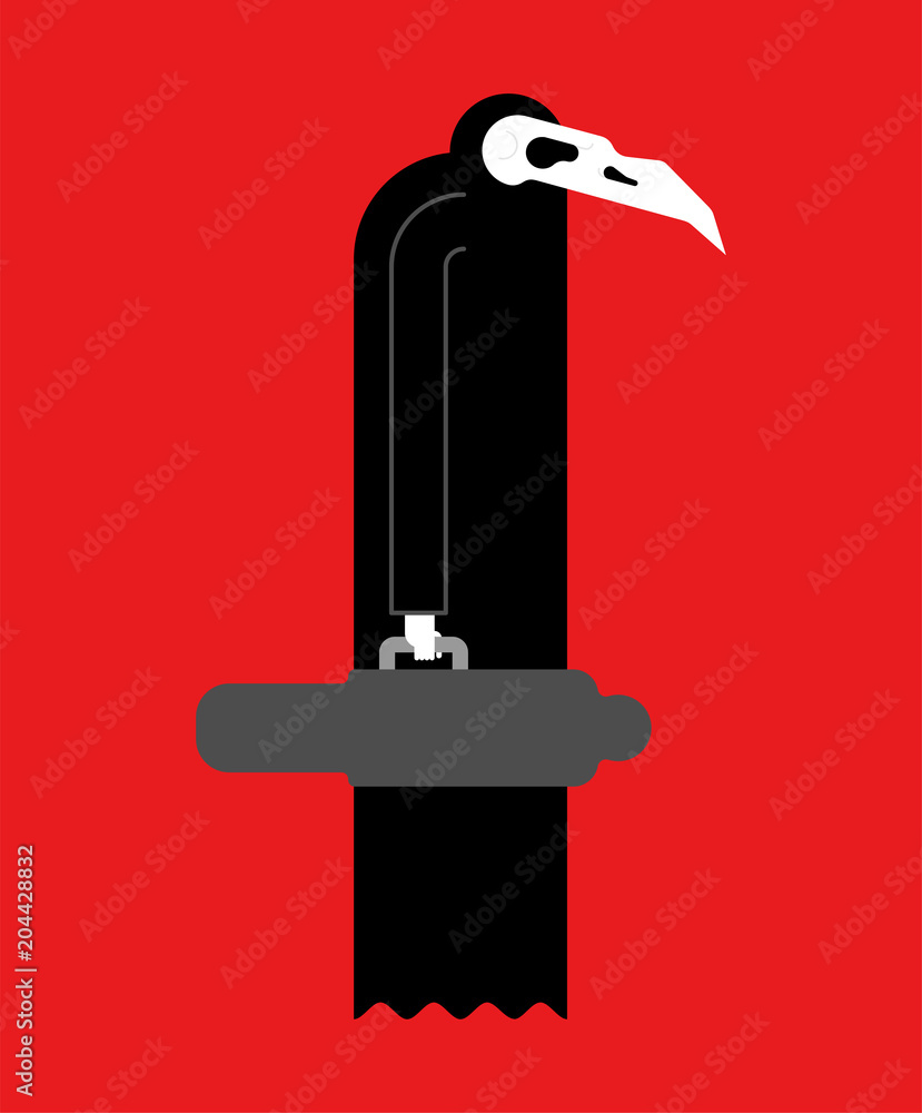 Plague doctor. Bird skull and black raincoat. Medieval medical man ...