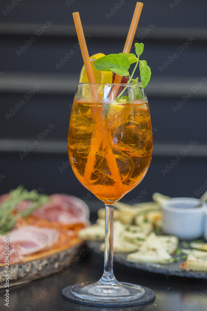 Traditional italian aperitif with proscioutto, mortadella sausage ...