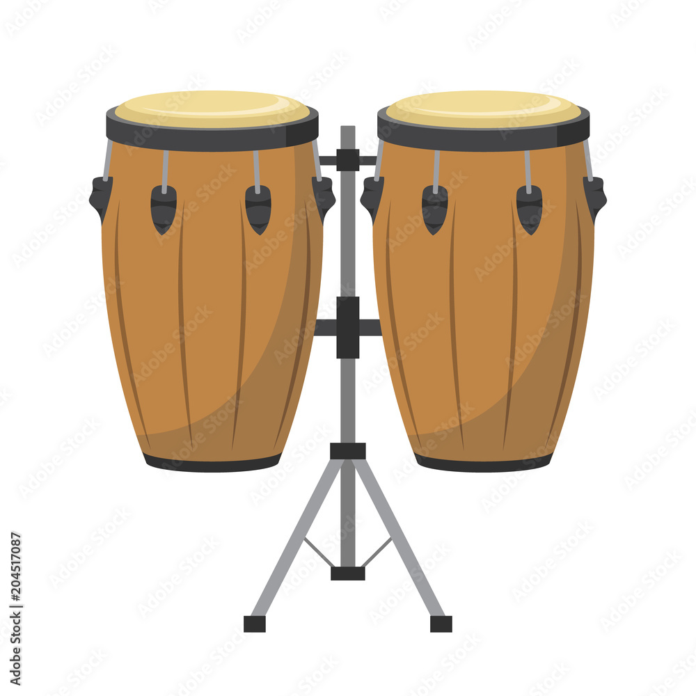 Vector illustration of conga drums in cartoon style isolated on white ...