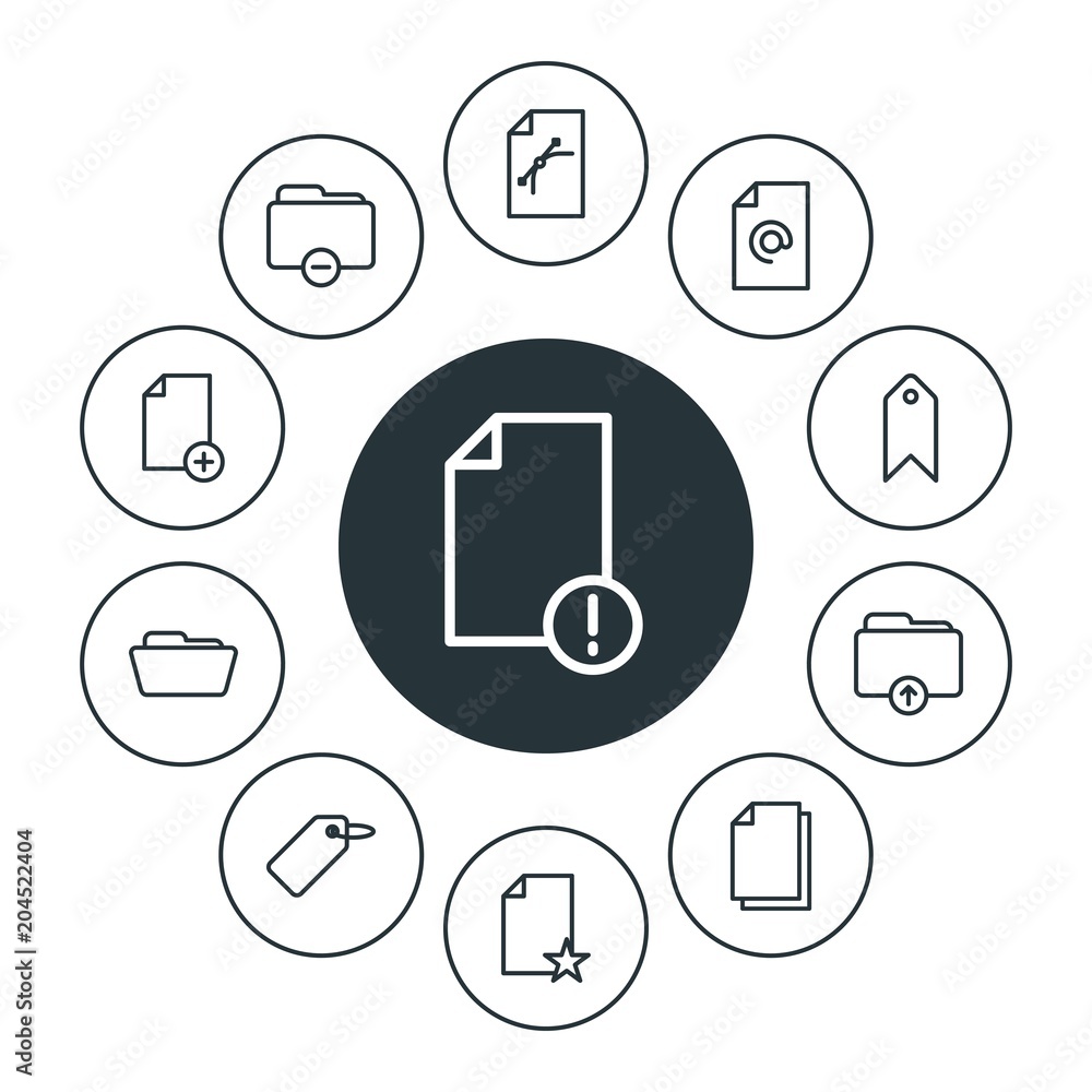 folder, bookmarks, files Infographic Circle outline Icons Set. Contains ...