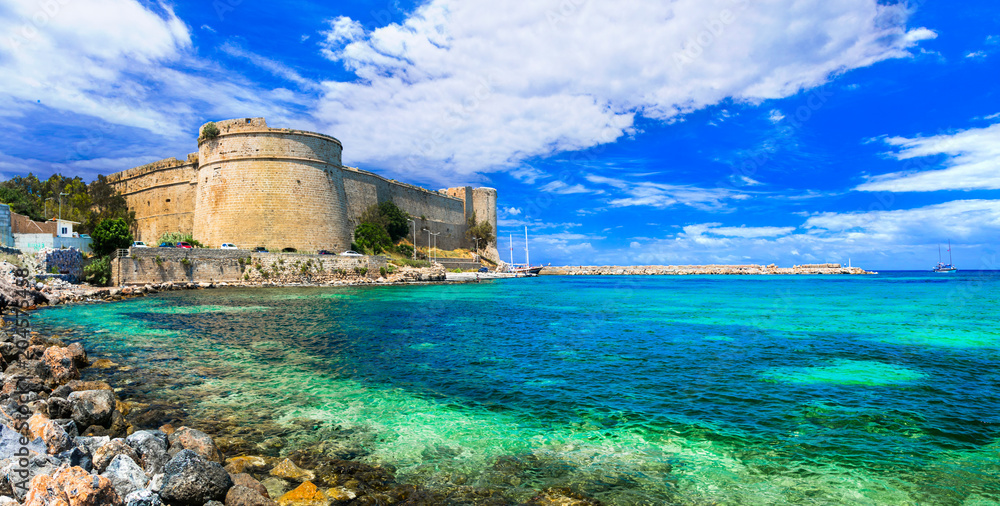 Landmarks of northen Cyprus - medieval venetian castle in Kyrenia Stock ...
