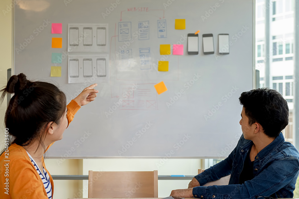 Designer drawing Web template layout development responsive branding ...