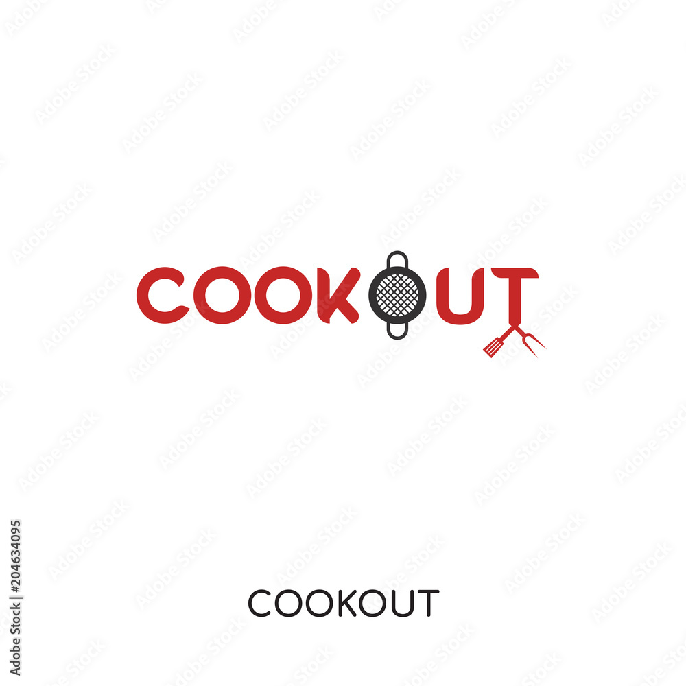 cookout logo isolated on white background , colorful vector icon, brand ...