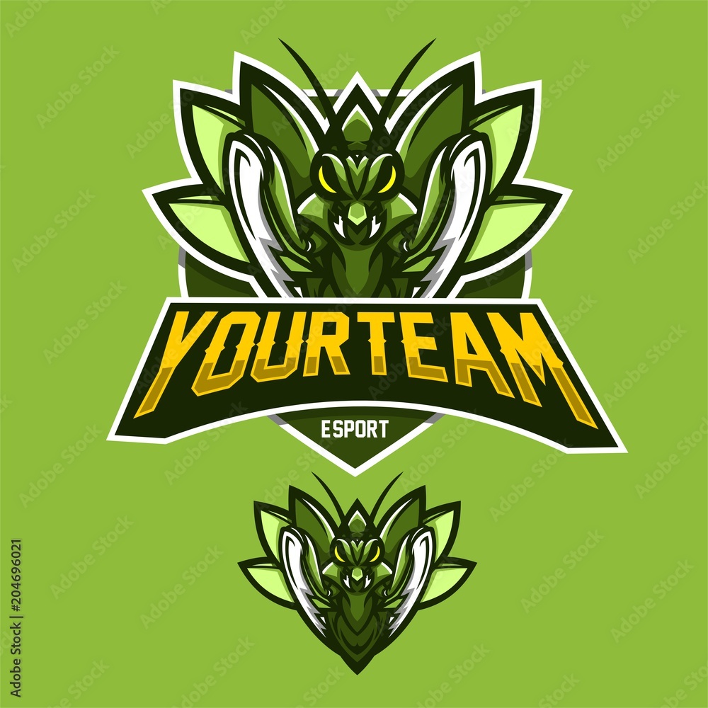 grasshopper/mantis esport gaming mascot logo template 素材庫向量圖 | Adobe Stock