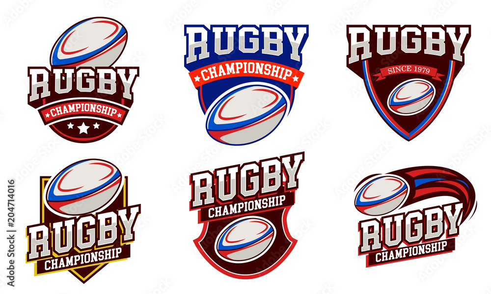 set Rugby logo badge design emblem Stock Vector | Adobe Stock