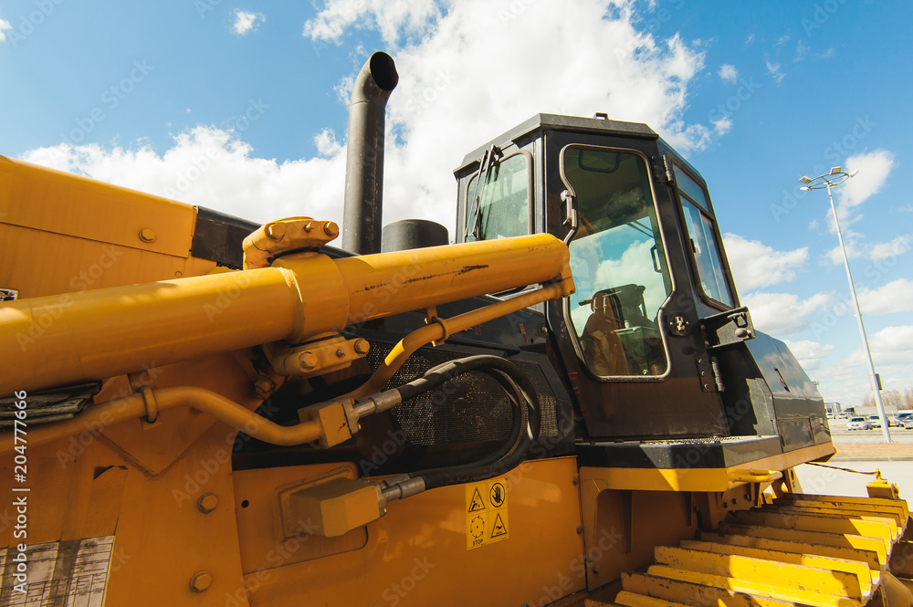 Excavator Loader Machine. Side View of Front Hoe Loader. Industrial ...