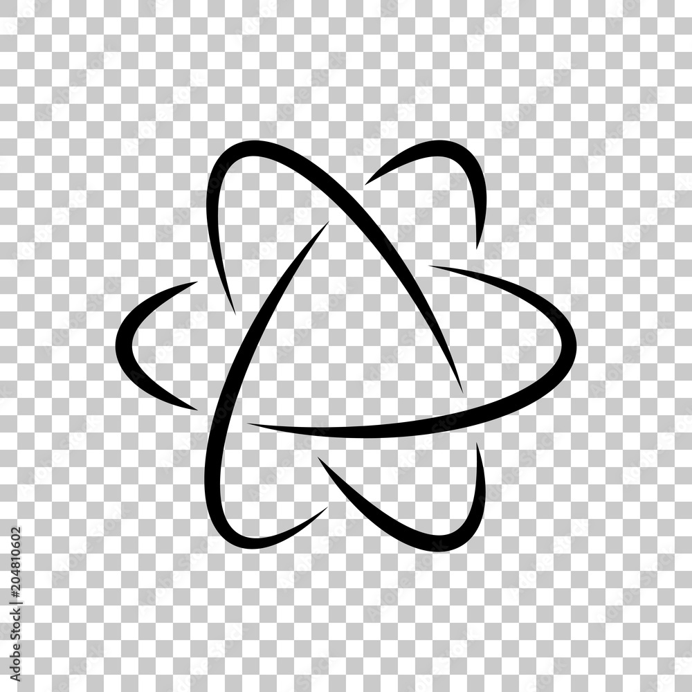 scientific atom symbol, logo, simple icon. On transparent background ...