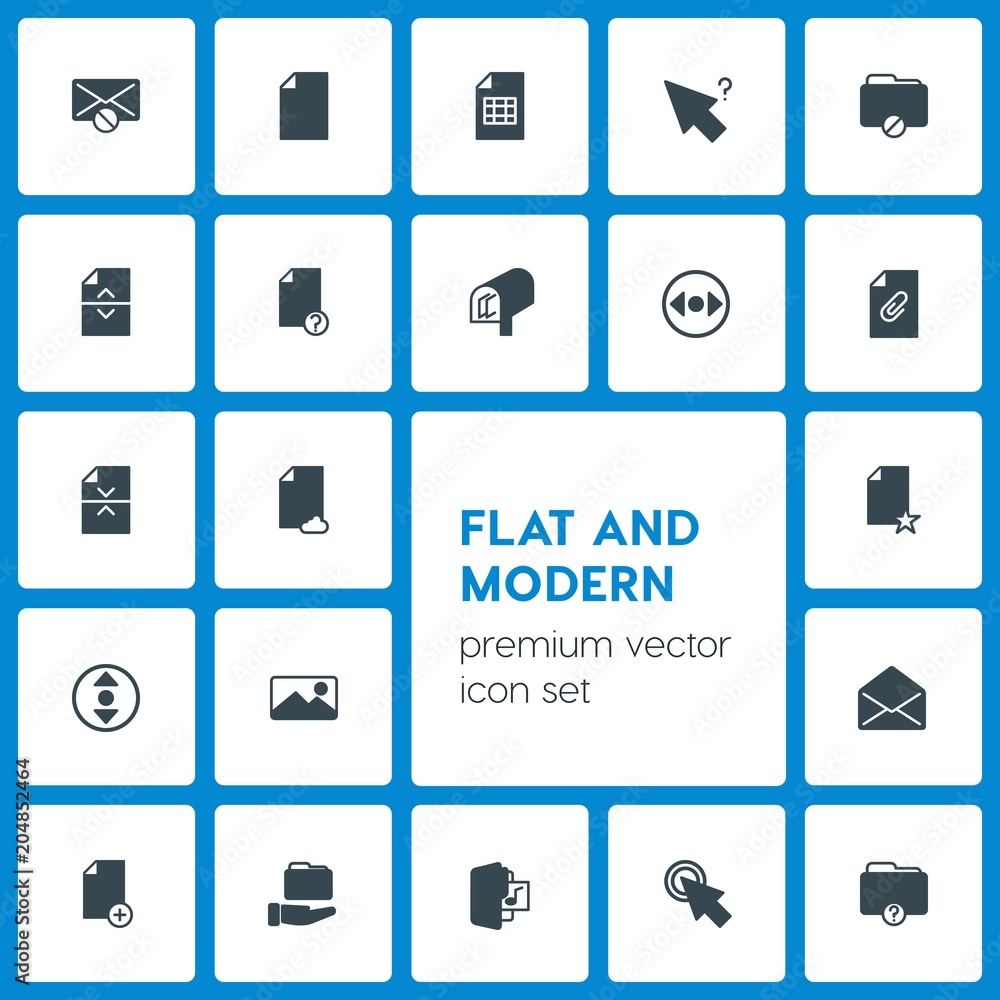 Modern Simple Set of folder, cursors, files, email Vector fill Icons. Contains such Icons as ...