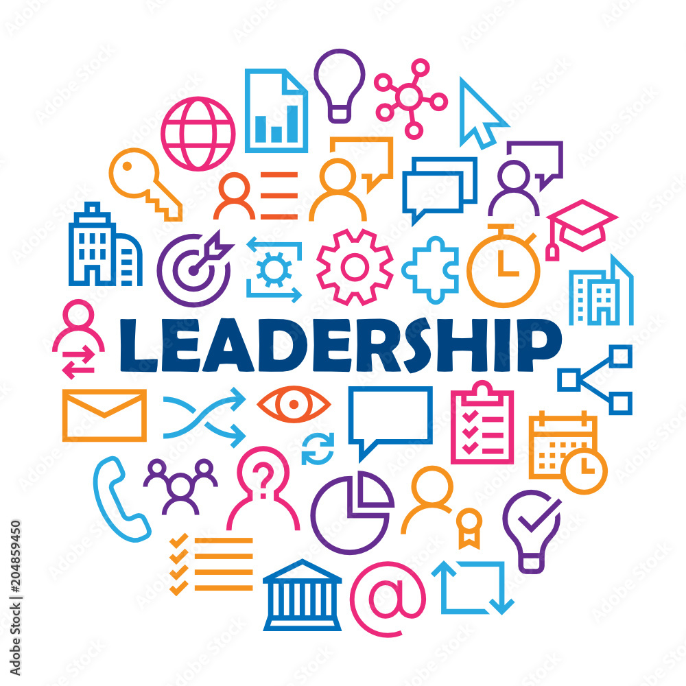 LEADERSHIP symbols in circle Stock Vector | Adobe Stock