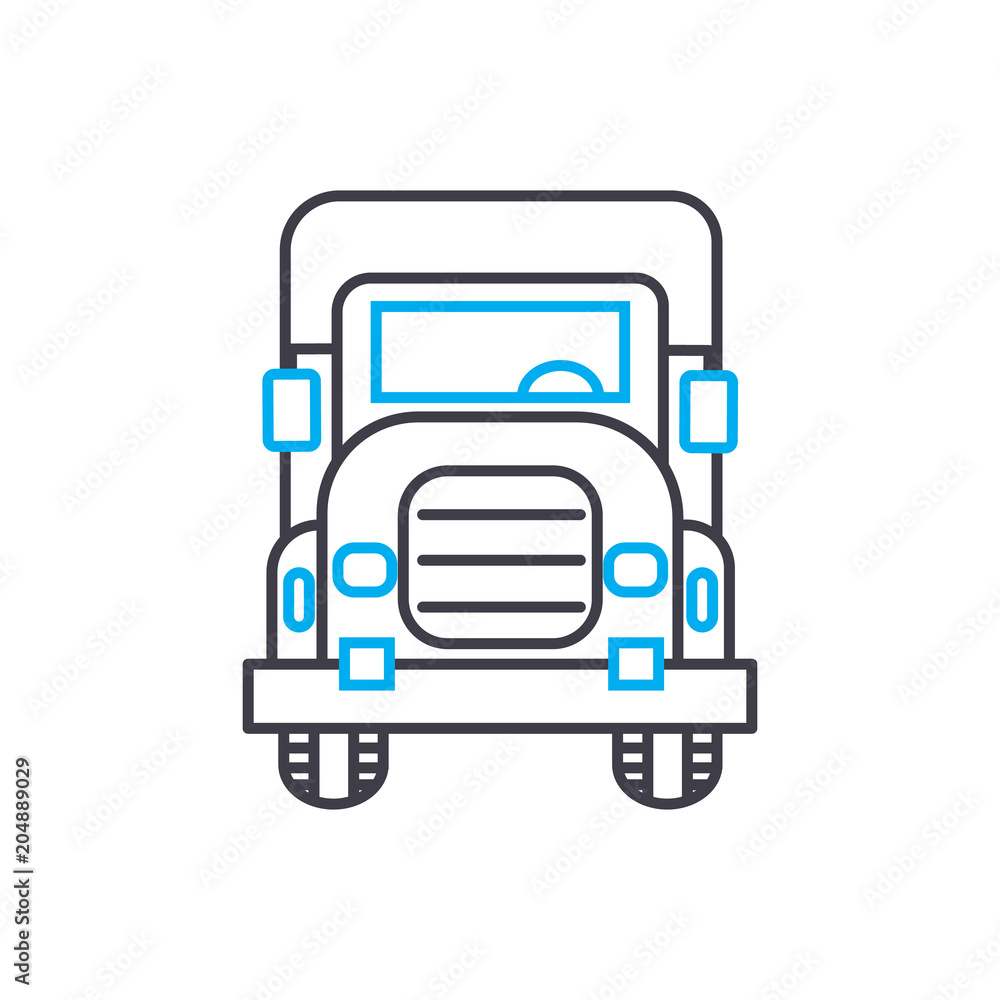 Big rig vector thin line stroke icon. Big rig outline illustration ...