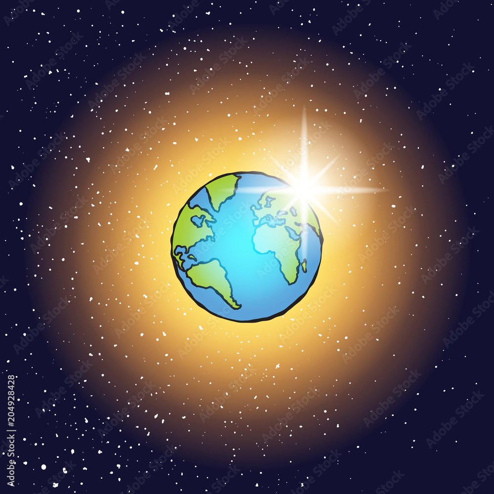 Christian Seven Days of Creation concept. Day Four, the stars, the sun ...