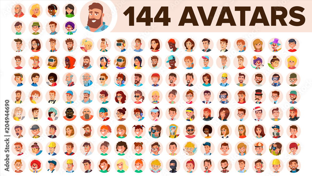 People Avatar Set Vector. Man, Woman. Human Emotions. Anonymous Male ...