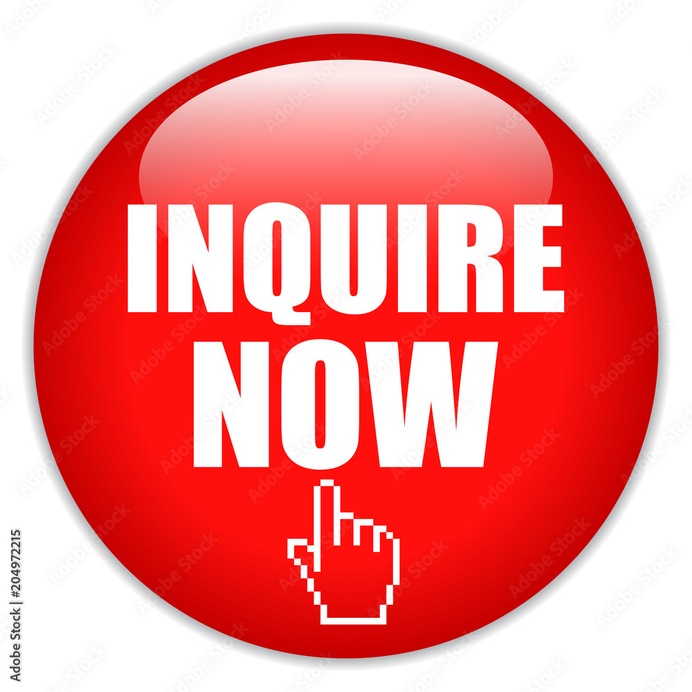 Inquire now red glowing button Stock Vector | Adobe Stock