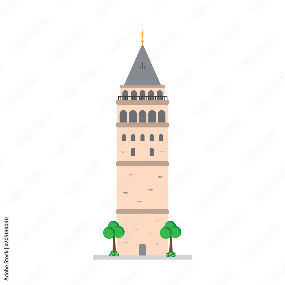 Galata Tower, Istanbul Turkey Isolated Vector Illustration Stock Vector ...