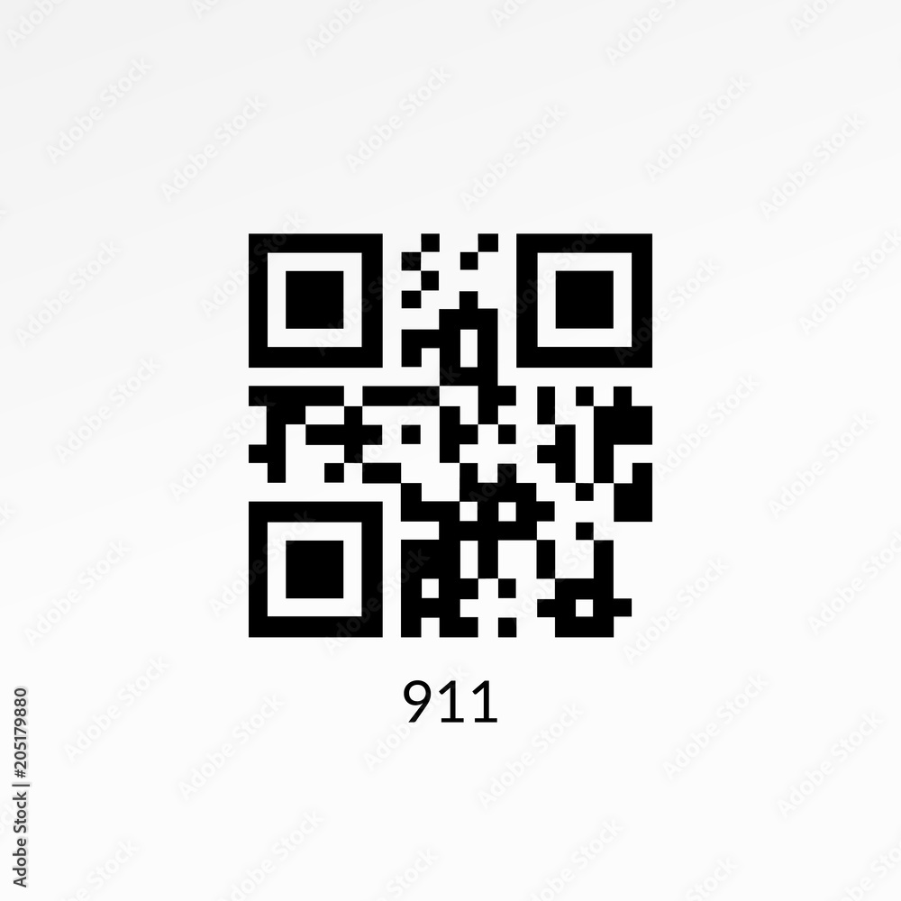 911 QR code sign. Emergency barcode icon illustration Stock Vector ...