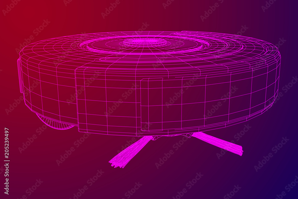 Robot vacuum cleaner wireframe low poly mesh vector illustration. Smart ...