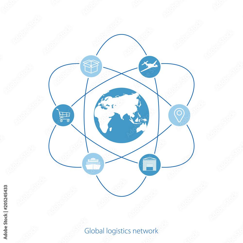 Global logistics network. Map global logistics partnership connection ...
